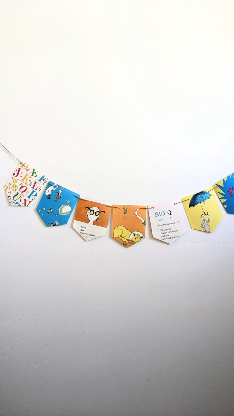 Dr. Seuss's ABC Book Page Garland, Dr Seuss Party Decoration, Children ...