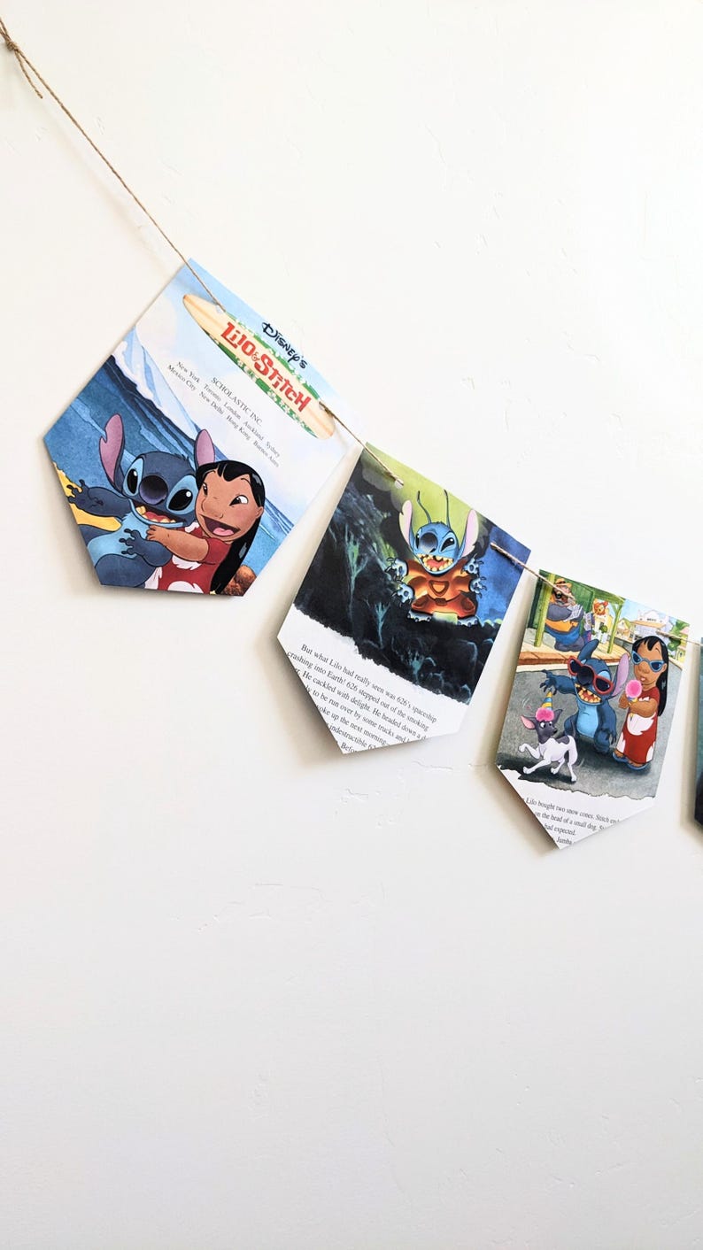 Lilo and Stitch Book Page Garland, Children's Party Banner, Bedroom ...