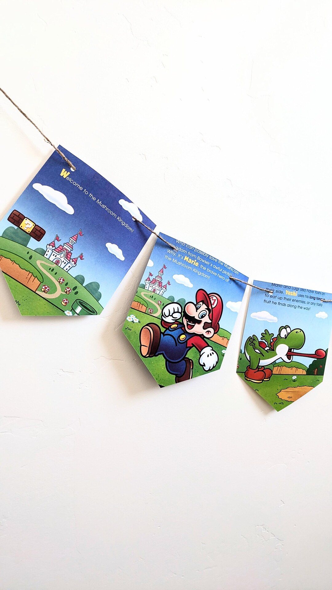Super Mario Golden Book Page Garland, Children's Party Banner, Nursery ...
