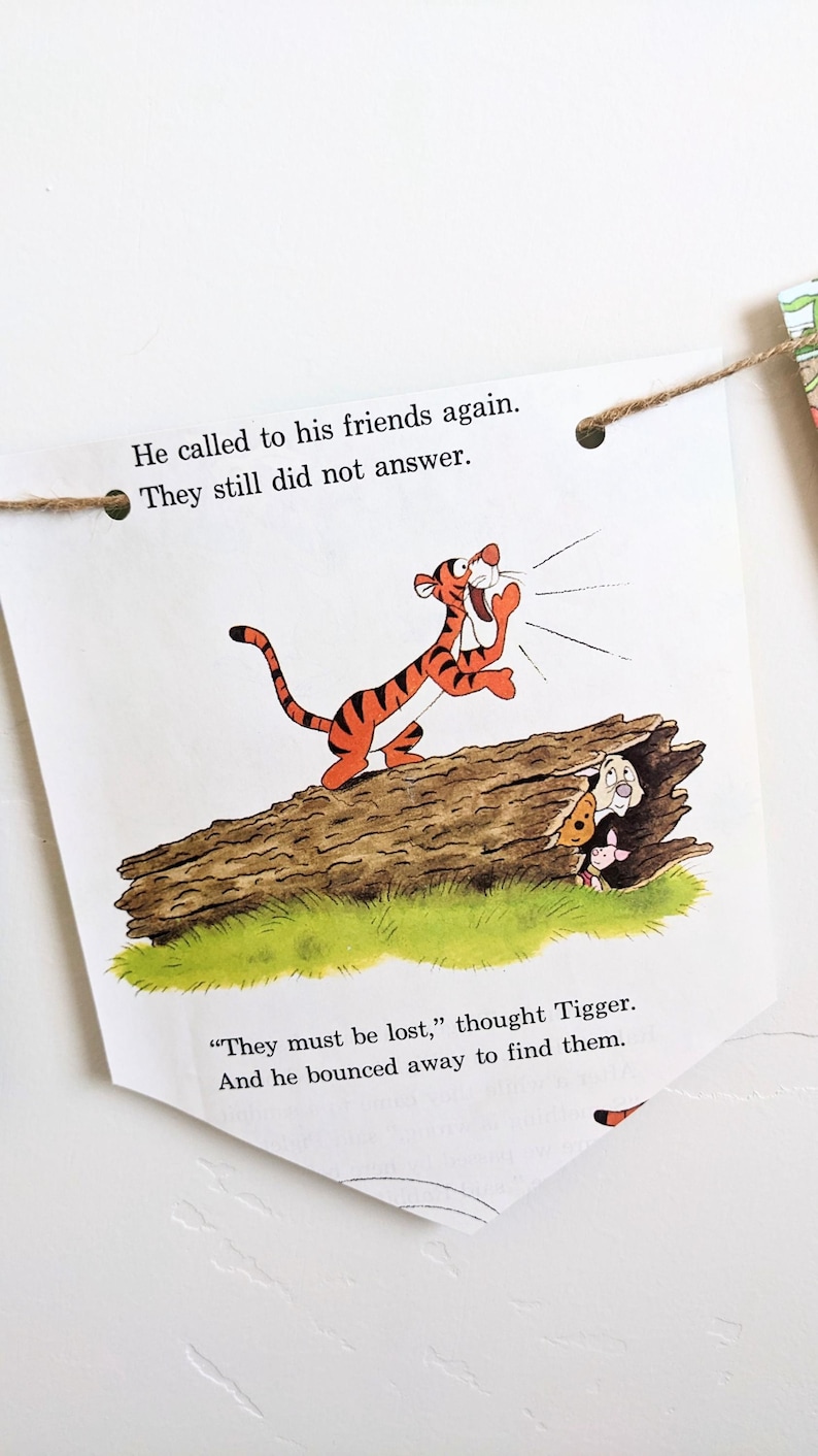Winnie the Pooh and Tigger Too Book Page Garland, Upcycled Nursery ...