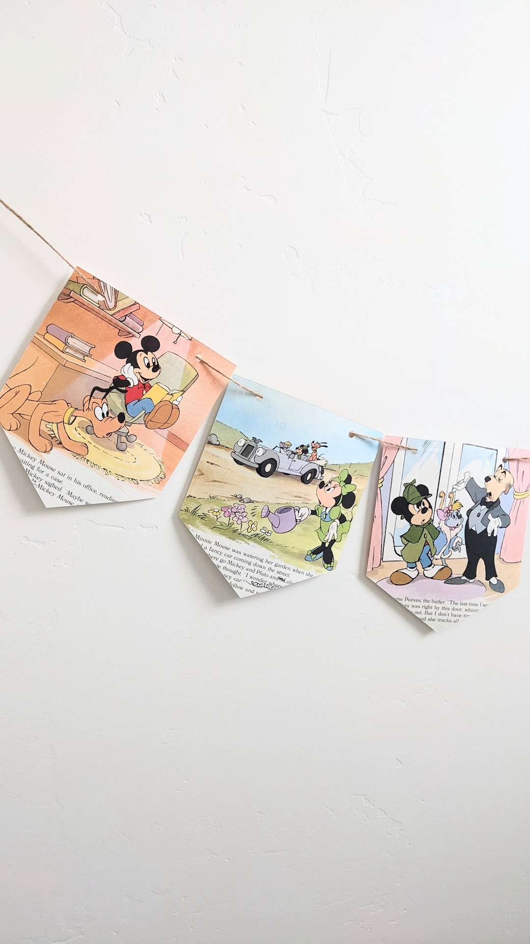 Mickey Mouse Detective Golden Book Page Garland, Children's Party ...