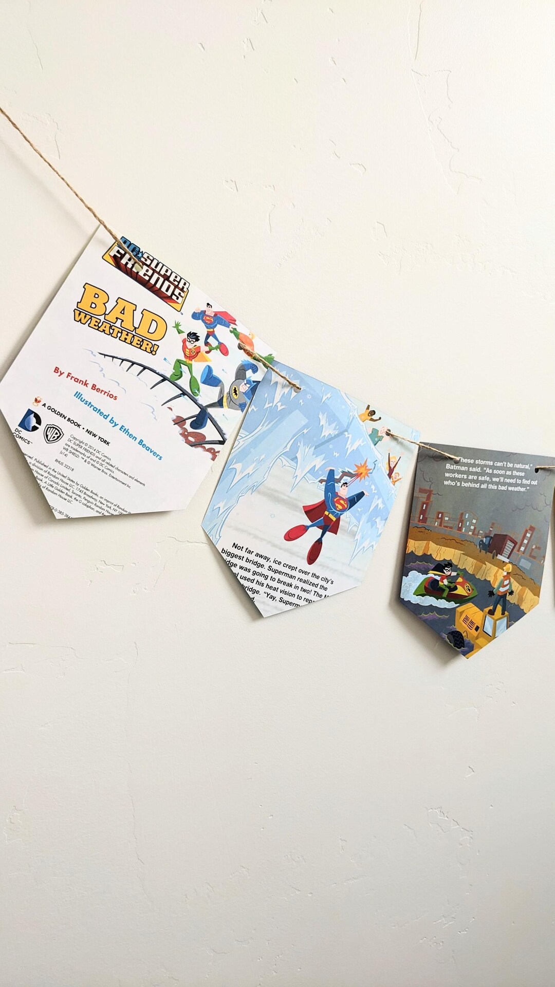 DC Comic Super Friends Garland: Upcycled Golden Book Banner - Etsy