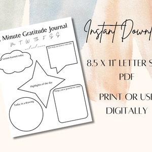 5-minute Gratitude Journal Template: Guided Prompts (PDF Printable) - Etsy