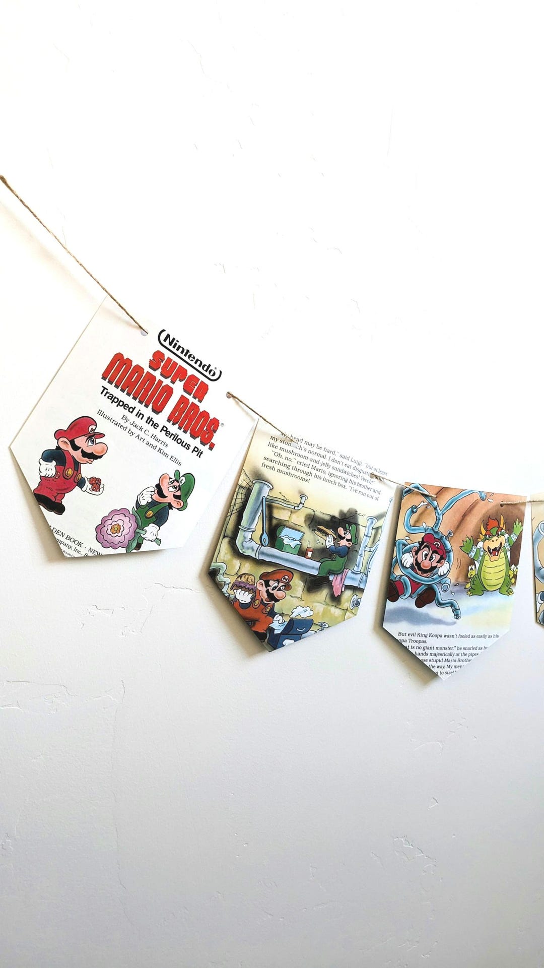 Vintage Super Mario Golden Book Page Garland, Children's Party Banner ...