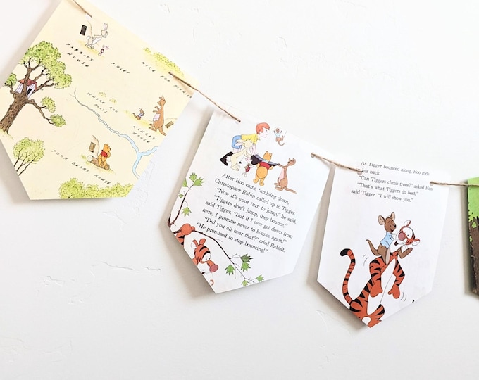 Winnie the Pooh and Tigger Too Book Page Garland, Children's Party ...