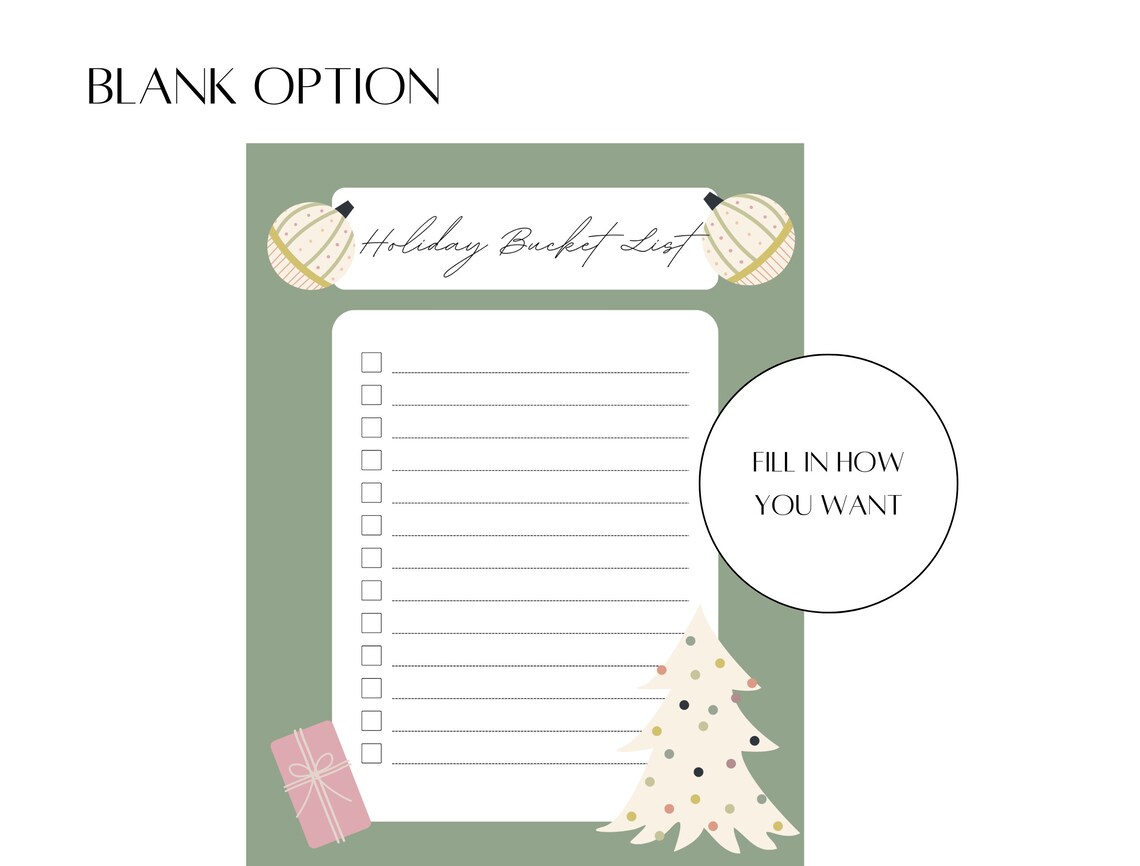 Christmas Bucket List Printable Holiday Bucket List Family - Etsy