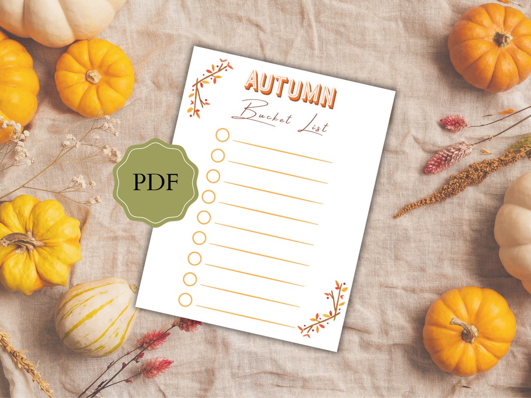 Fall Bucket List Printable: Autumn Activities Checklist (PDF) - Etsy