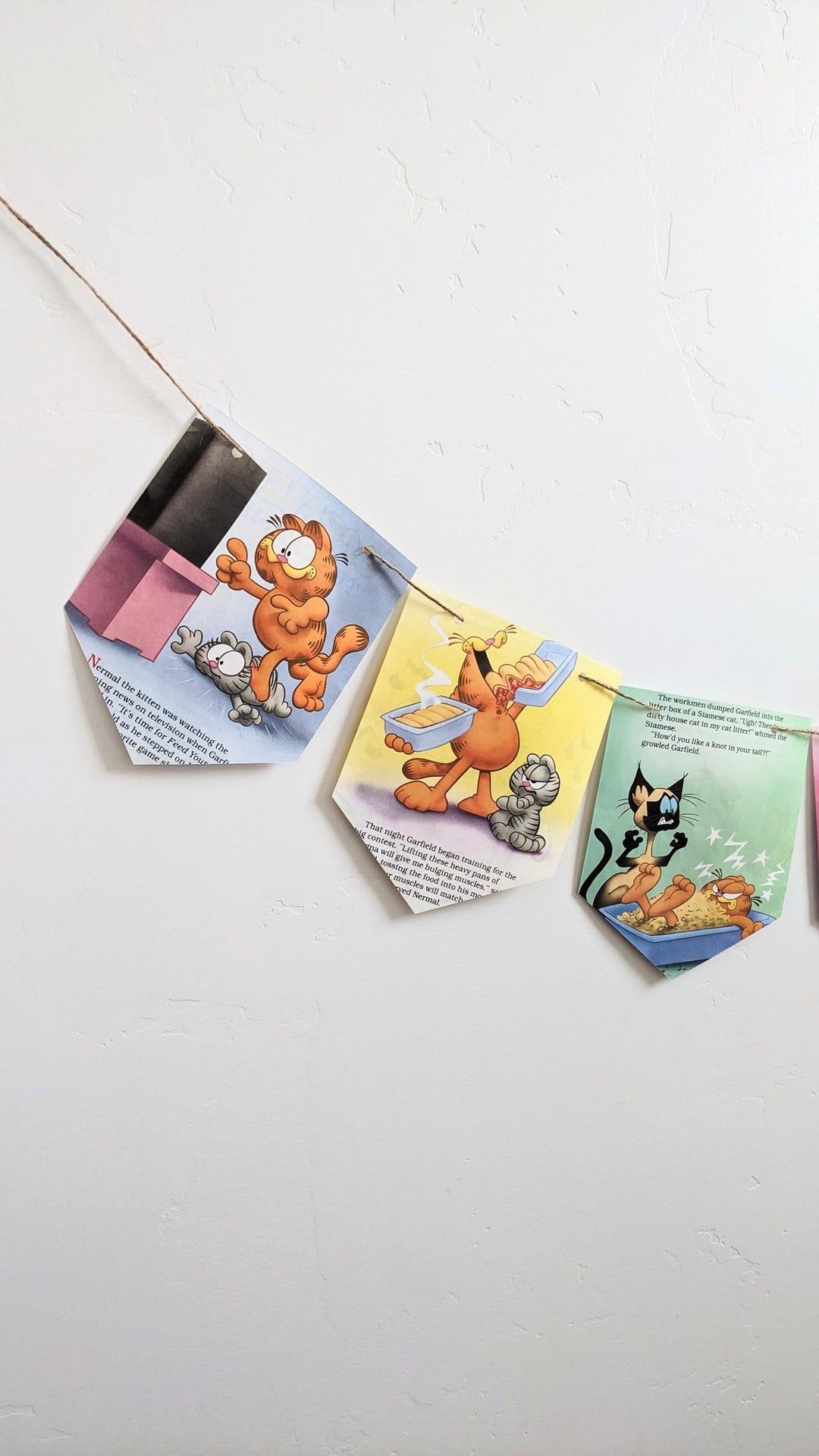 Garfield Book Page Garland, Children's Party Banner, Nursery Rhyme ...