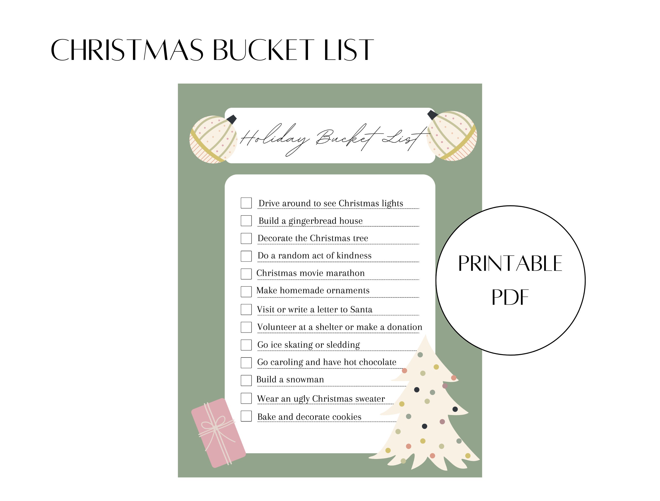 Christmas Bucket List Printable Holiday Bucket List Family - Etsy