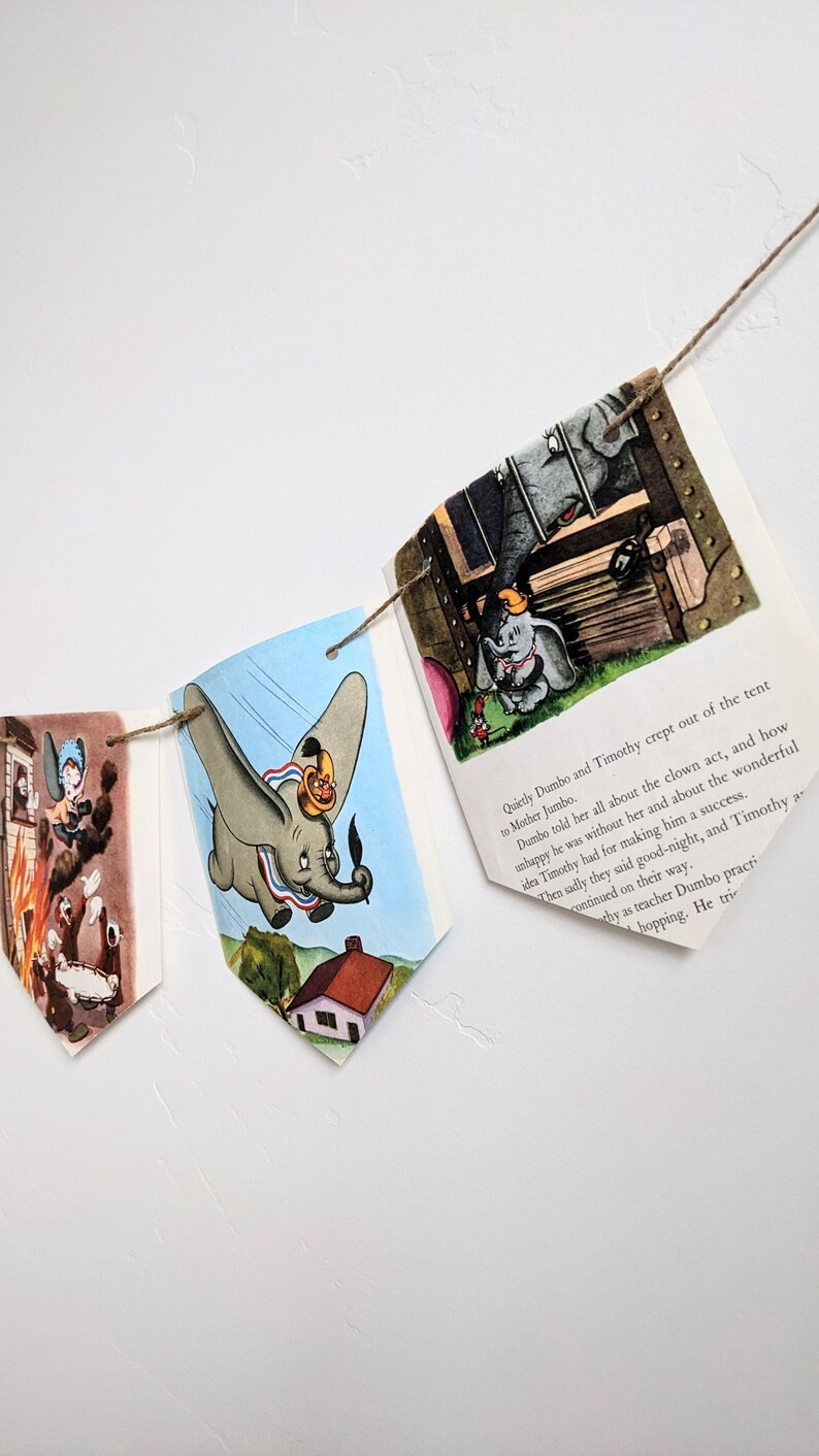 Dumbo Book Page Garland, Children's Party Banner, Bedroom Decoration - Etsy