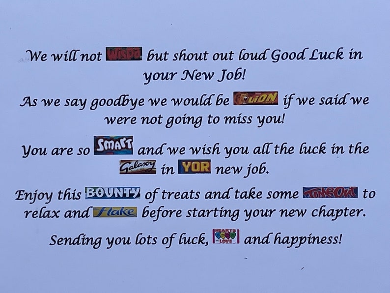 Good Luck/ New Job, Sorry Your Leaving Chocolate Poem Letter Box Gift ...