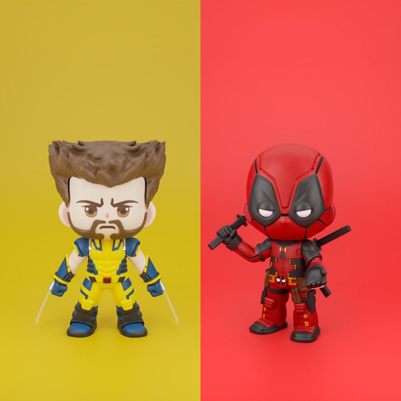 Deadpool & Wolverine Chibi Diorama 3D STL File 2 Figure Deadpool and ...