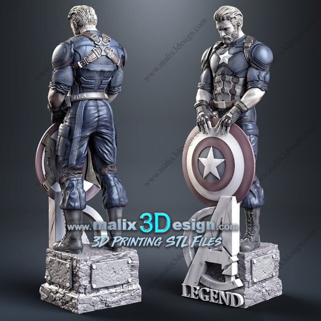 Captain America Avengers 3D STL File Captain America Figure 3D Printer ...