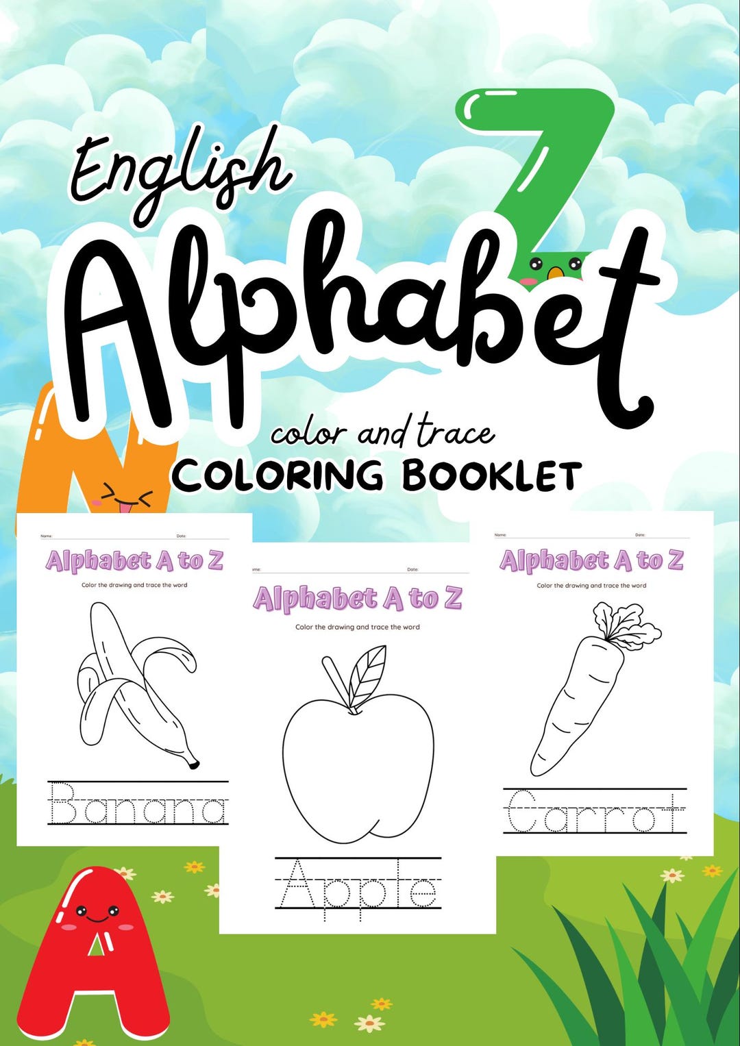Downloadable Traceable ABC Alphabet Colouring Book for Kids: A–Z ...
