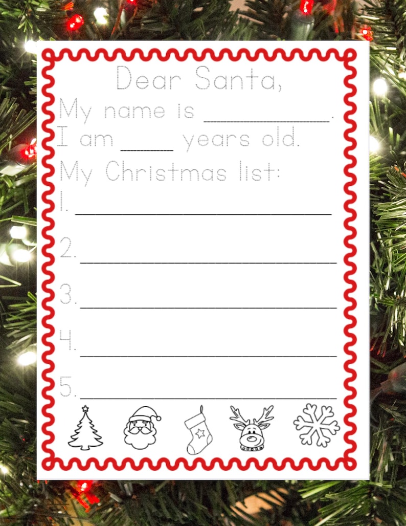 Dear Santa Christmas List Traceable Letters and Coloring Kids Christmas ...