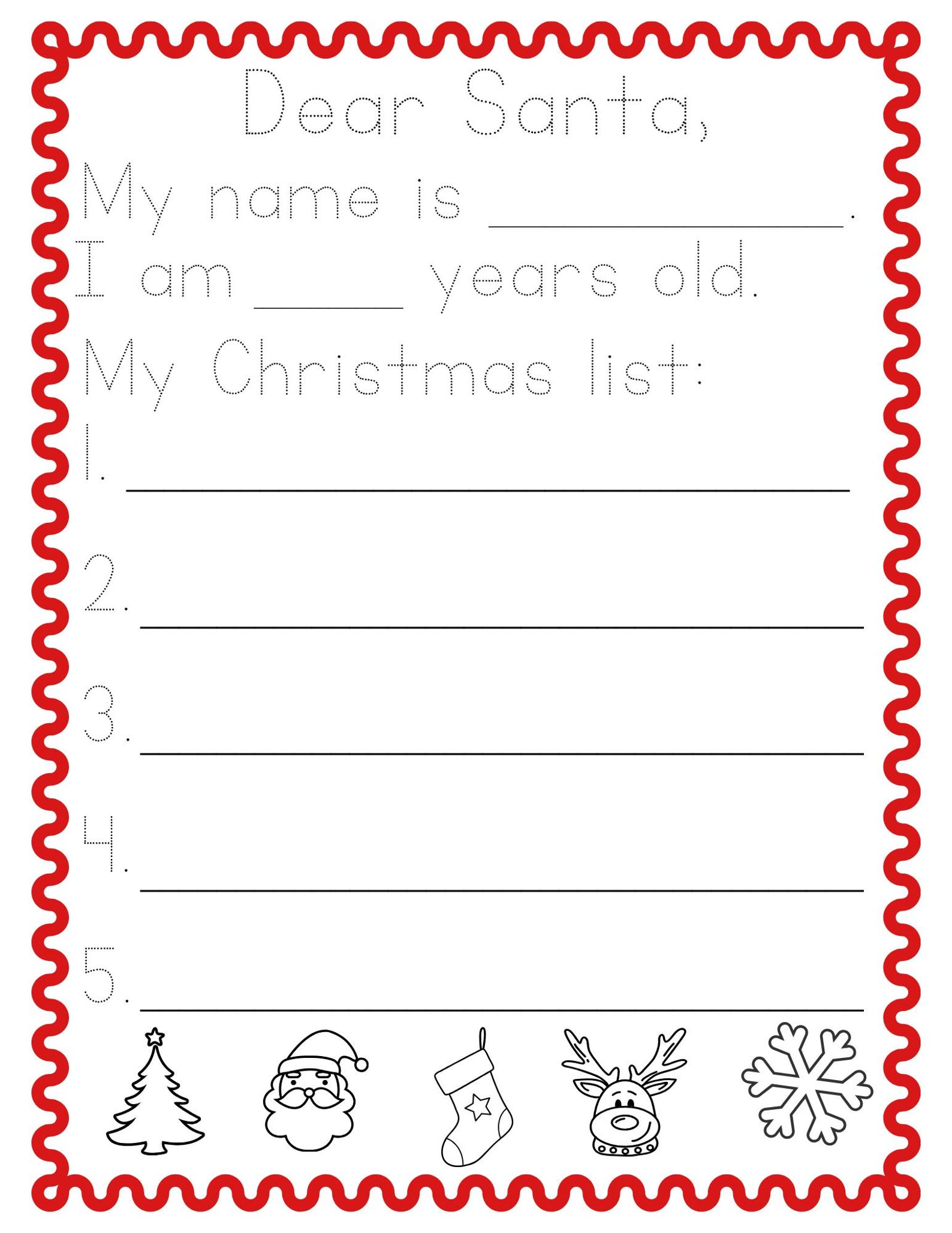 Dear Santa Christmas List Traceable Letters and Coloring Kids Christmas ...