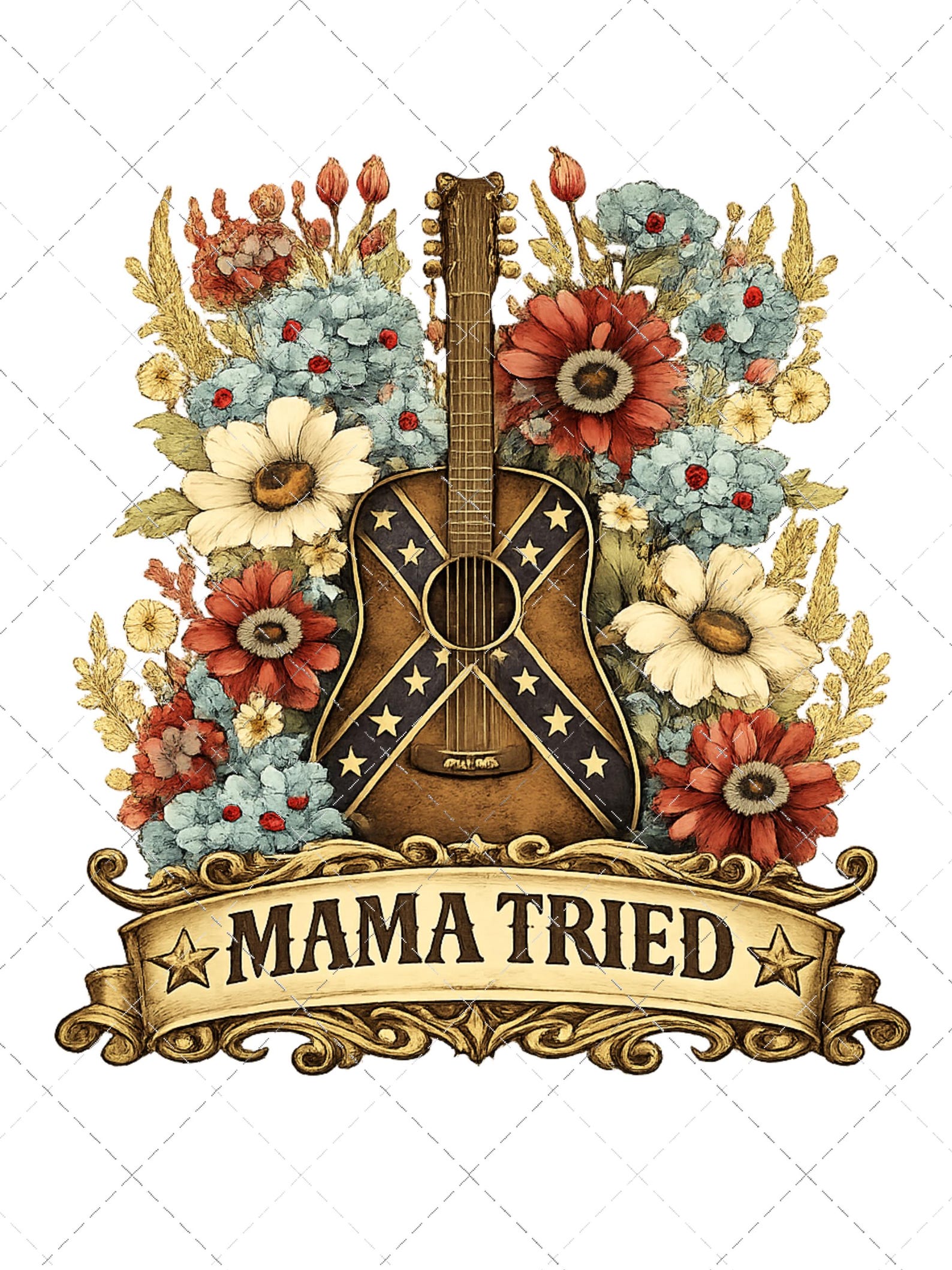 Floral Country Png Graphic | Floral Guitar Design Png | Cowgirl ...