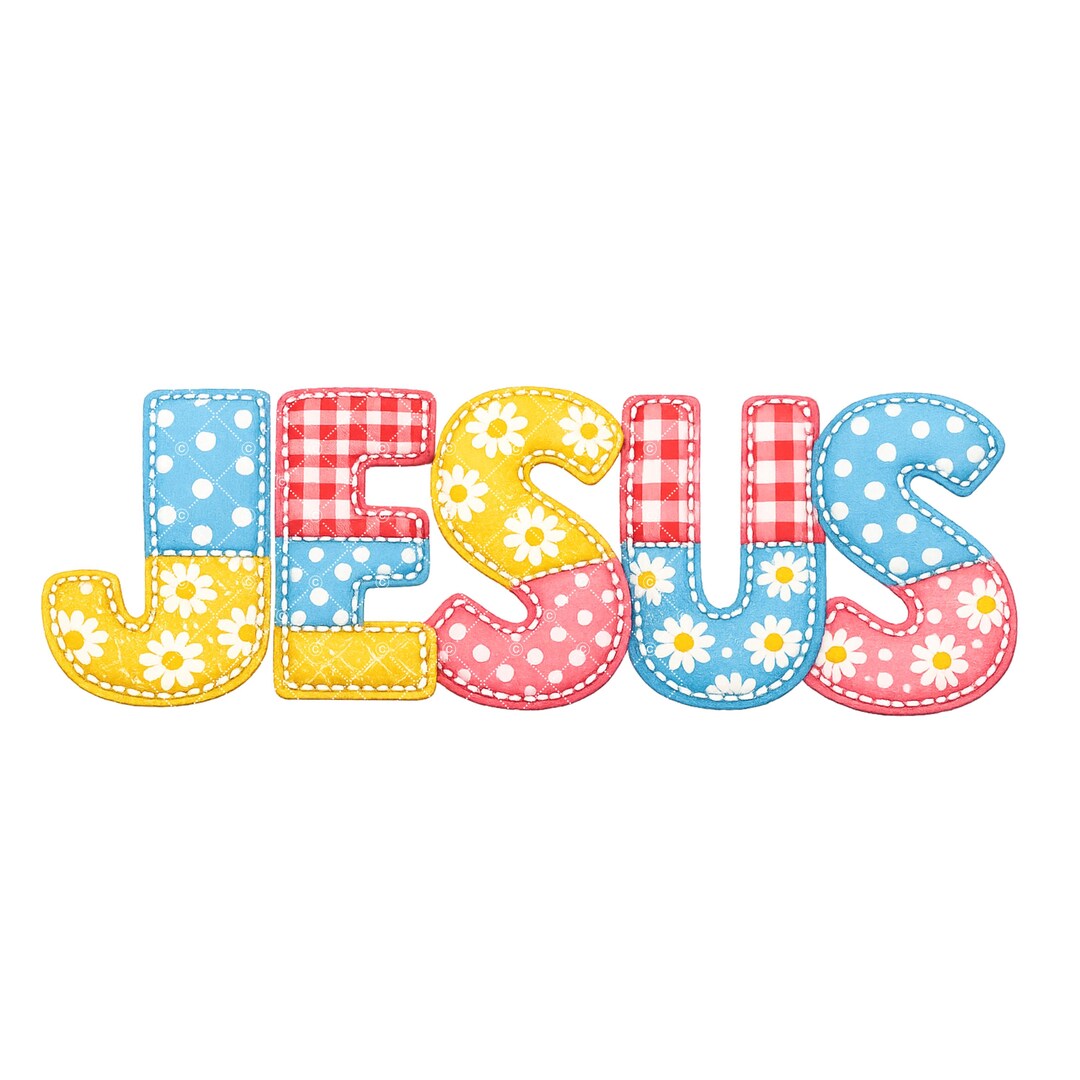 Jesus Png, Jesus Faux Patchwork Quilt Png, Cute Cheery Jesus Faux Quilt ...