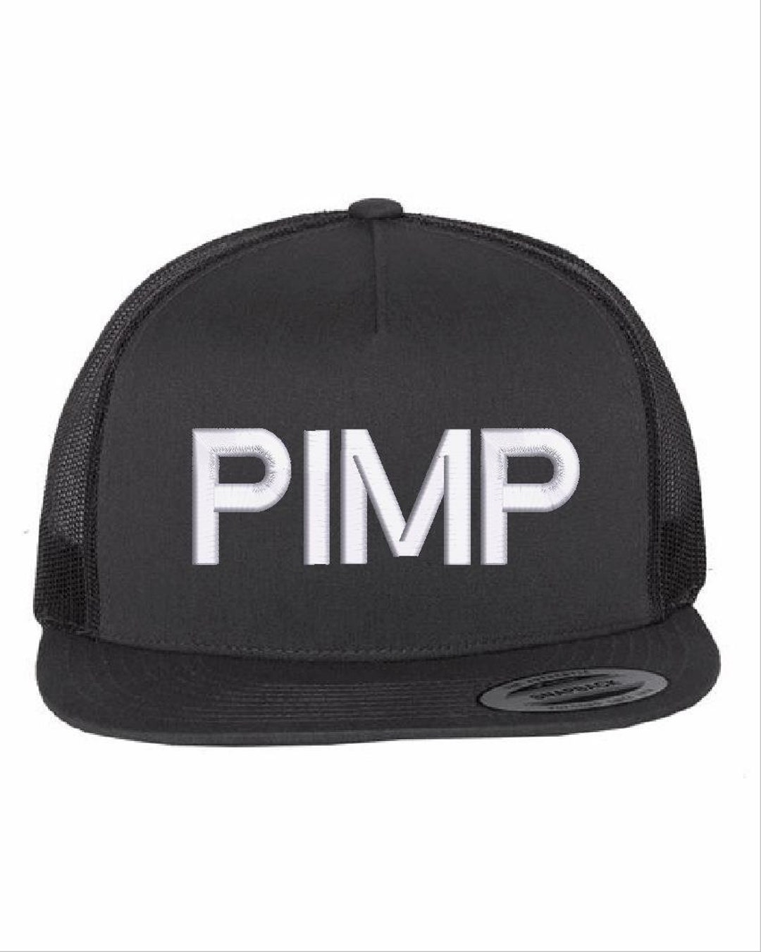 Pimp Trucker Flat Bill Black Mesh Snapback Hat Yuppong Funny Adult Cap ...