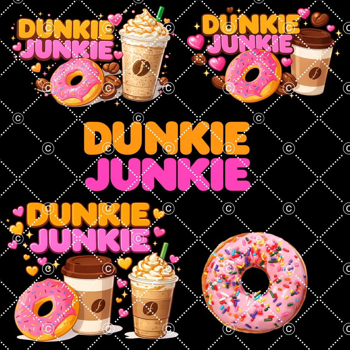 Dunkie Junkie Png Graphic Design Clipart Donut Coffee Shop Frappuccino ...