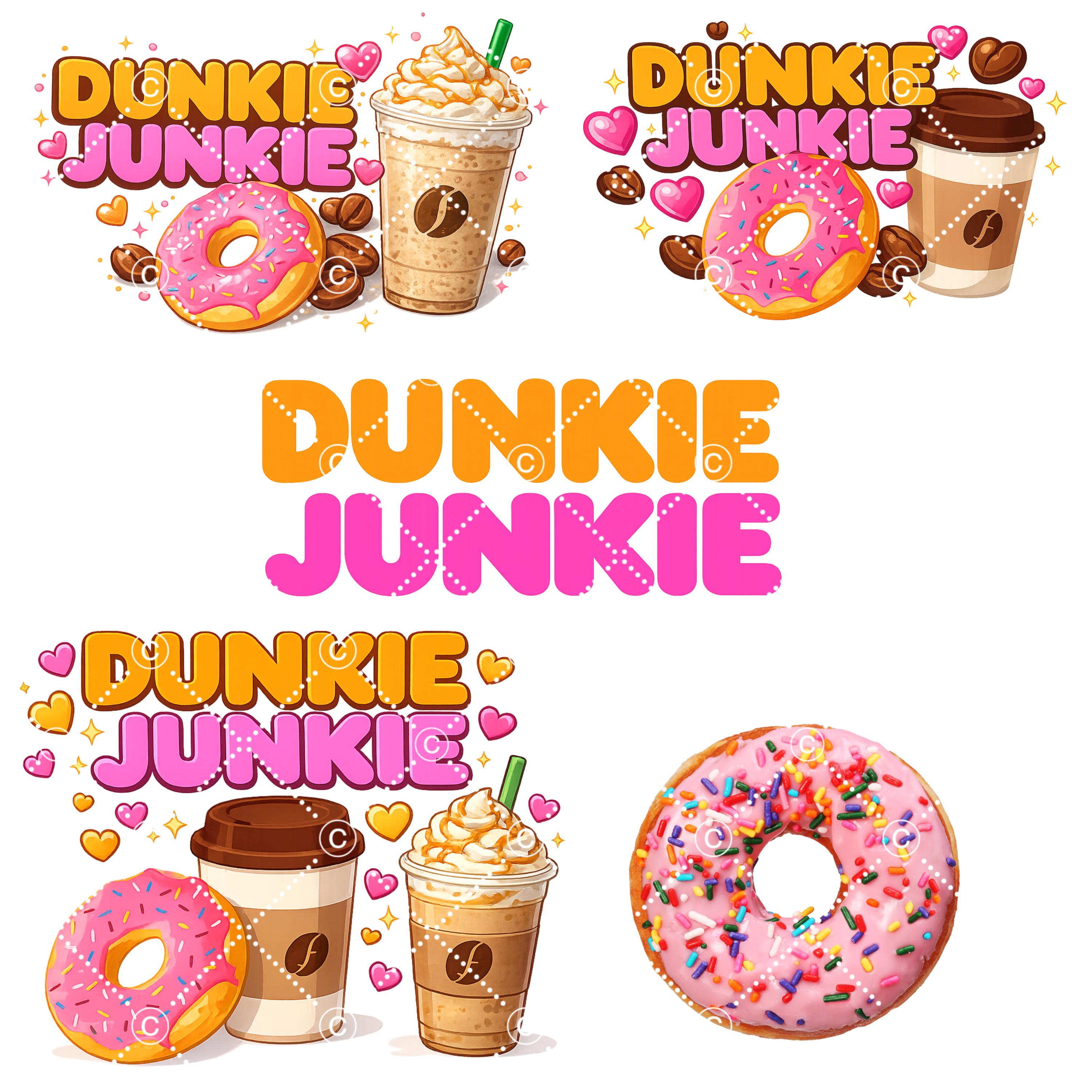 Dunkie Junkie Png Graphic Design Clipart Donut Coffee Shop Frappuccino ...