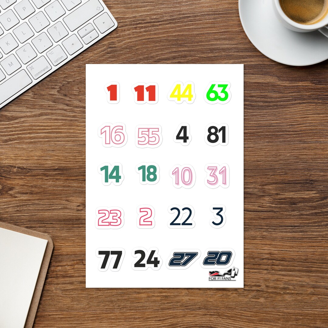 F1 Driver Number Stickers Formula 1 2023 Season F1 Stickers, F1 Gift ...