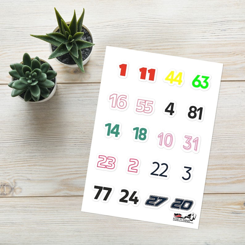 F1 Driver Number Stickers Formula 1 2023 Season F1 Stickers, F1 Gift ...