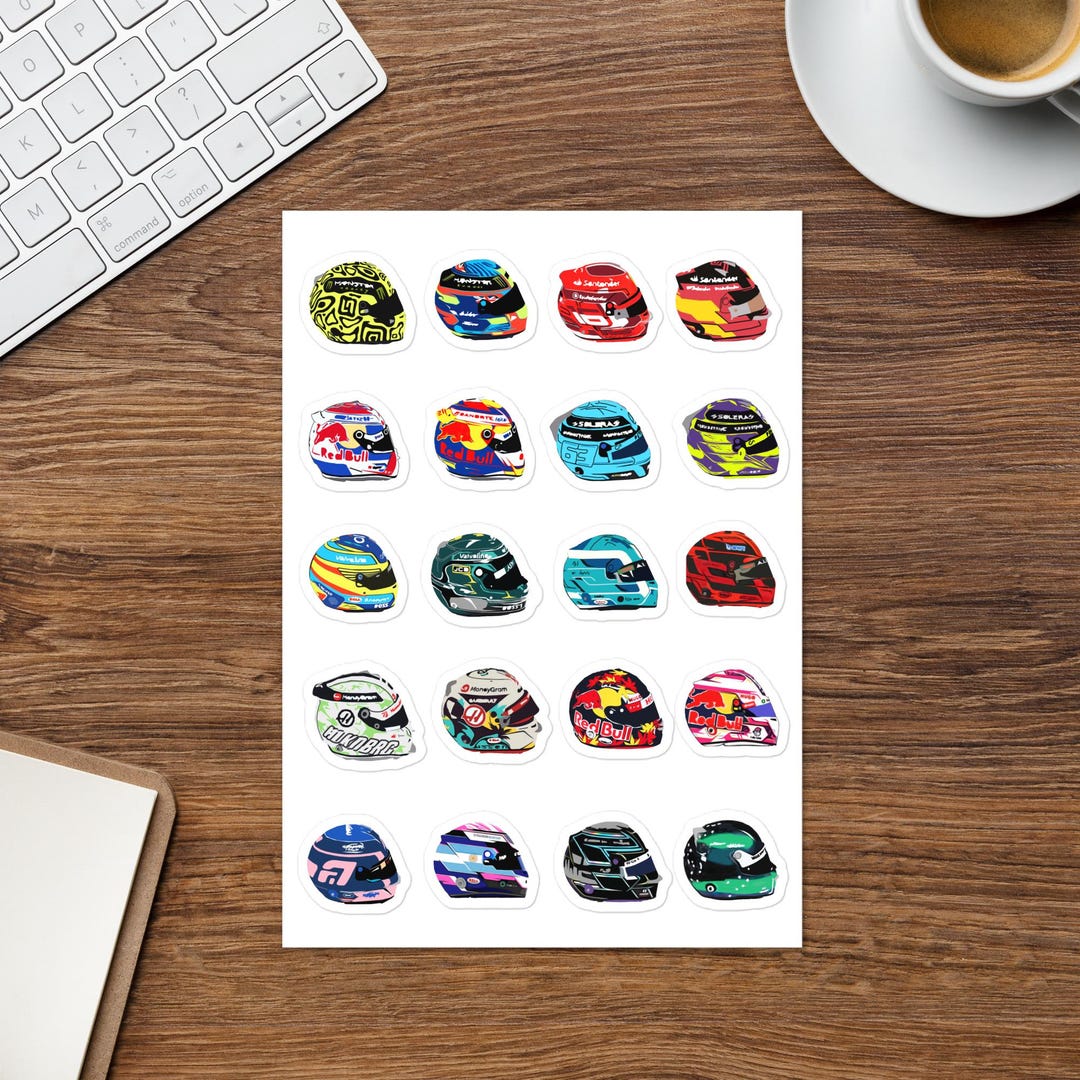 F1 Driver Helmet Stickers Formula 1 2024 Season F1 Stickers, F1 Gift ...