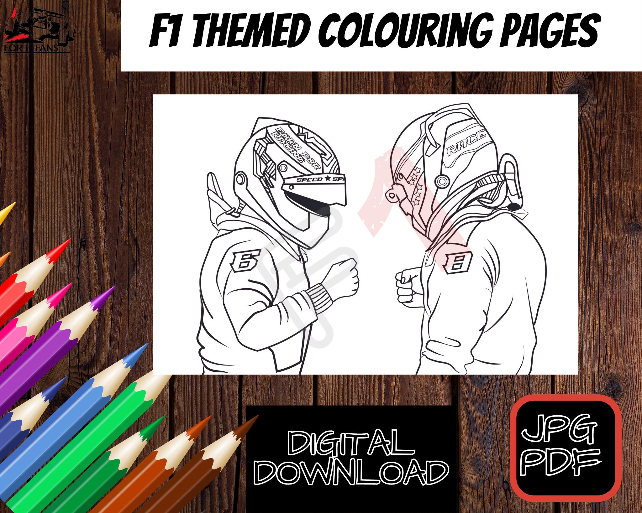 F1 Themed Colouring Pages Set of 2 F1 Printables Coloring Page Digital ...