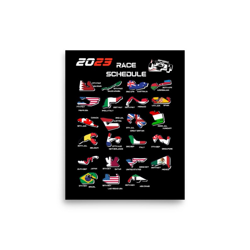 F1 2023 Poster Formula 1 2023 Season Calendar Formula 1 2023 Circuit ...