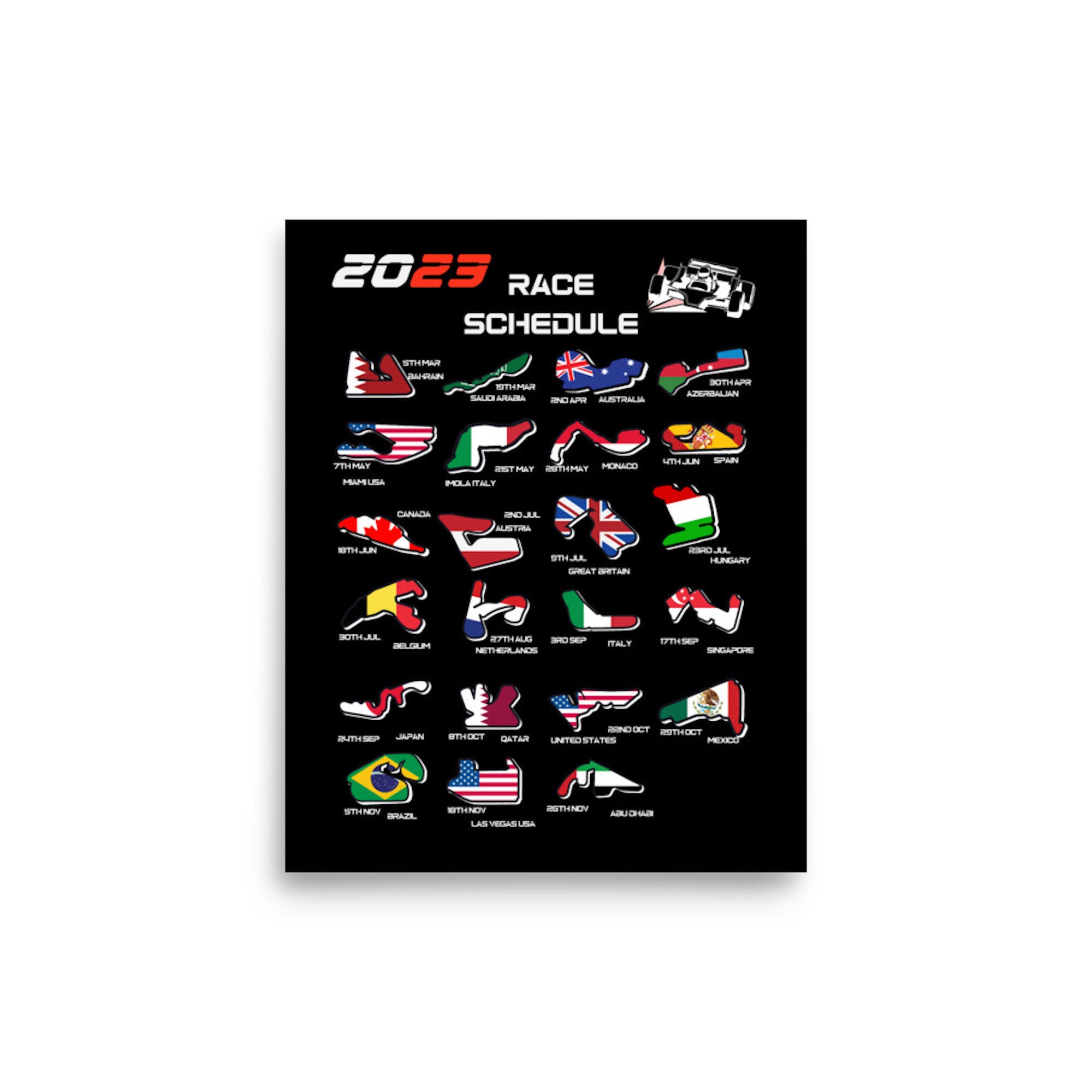 F1 2023 Poster Formula 1 2023 Season Calendar Formula 1 2023 Circuit ...