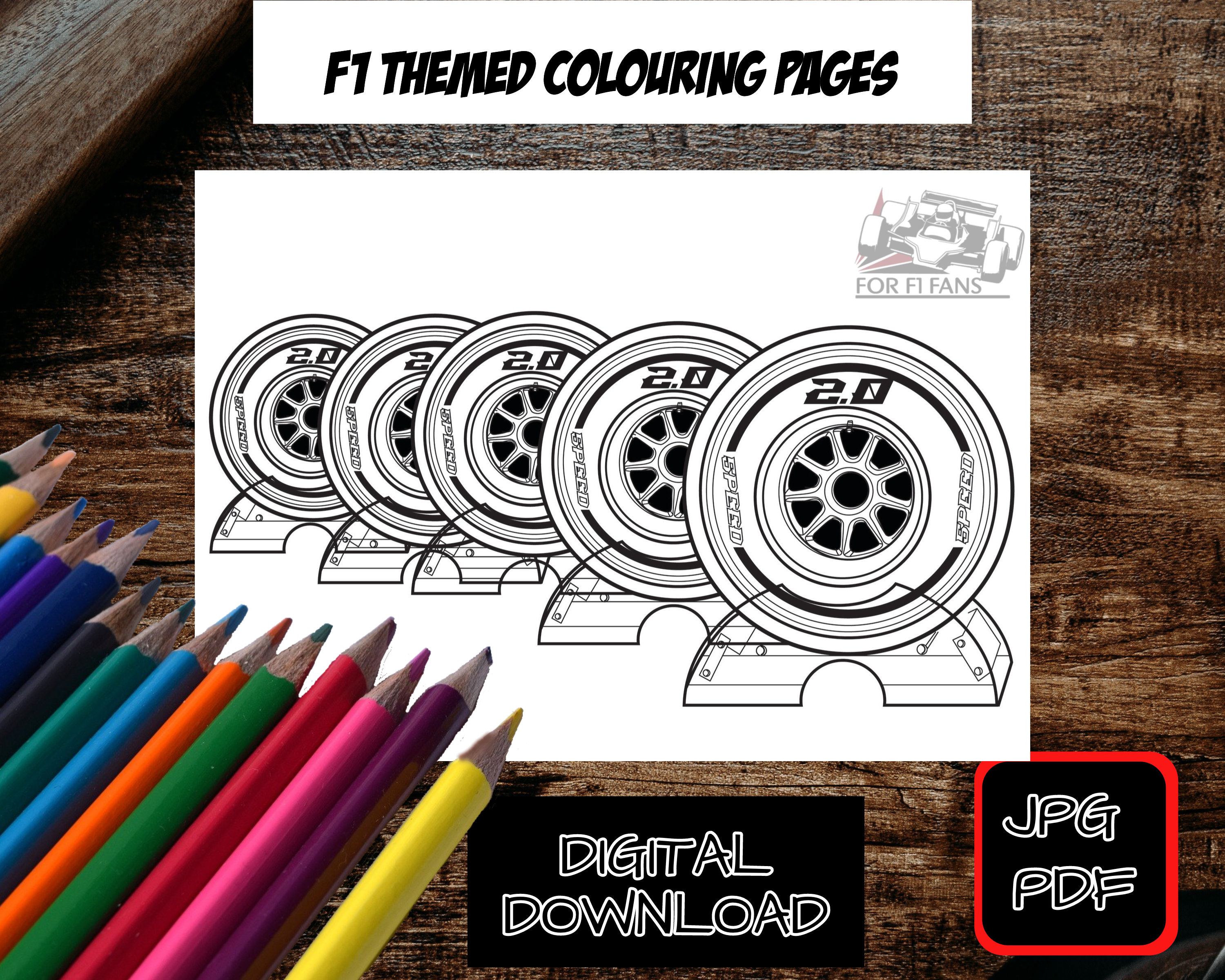 F1 Themed Colouring Pages Set of 5 F1 Printables Coloring Page Digital ...