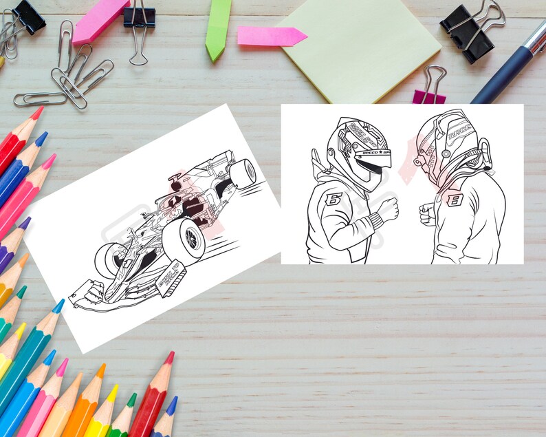 F1 Themed Colouring Pages Set of 2 F1 Printables Coloring Page Digital ...