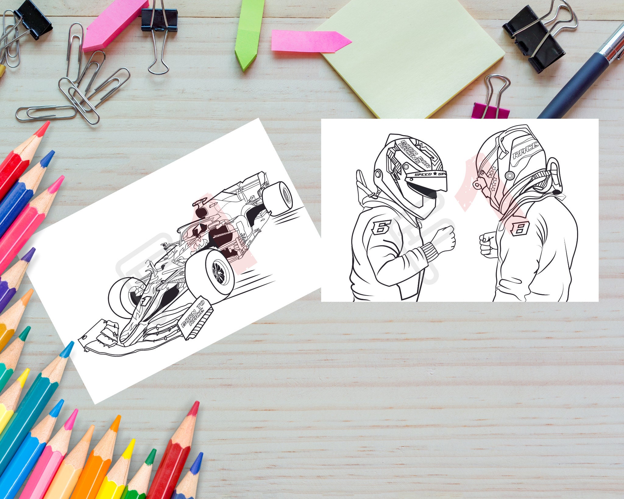 F1 Themed Colouring Pages Set of 2 F1 Printables Coloring Page Digital ...
