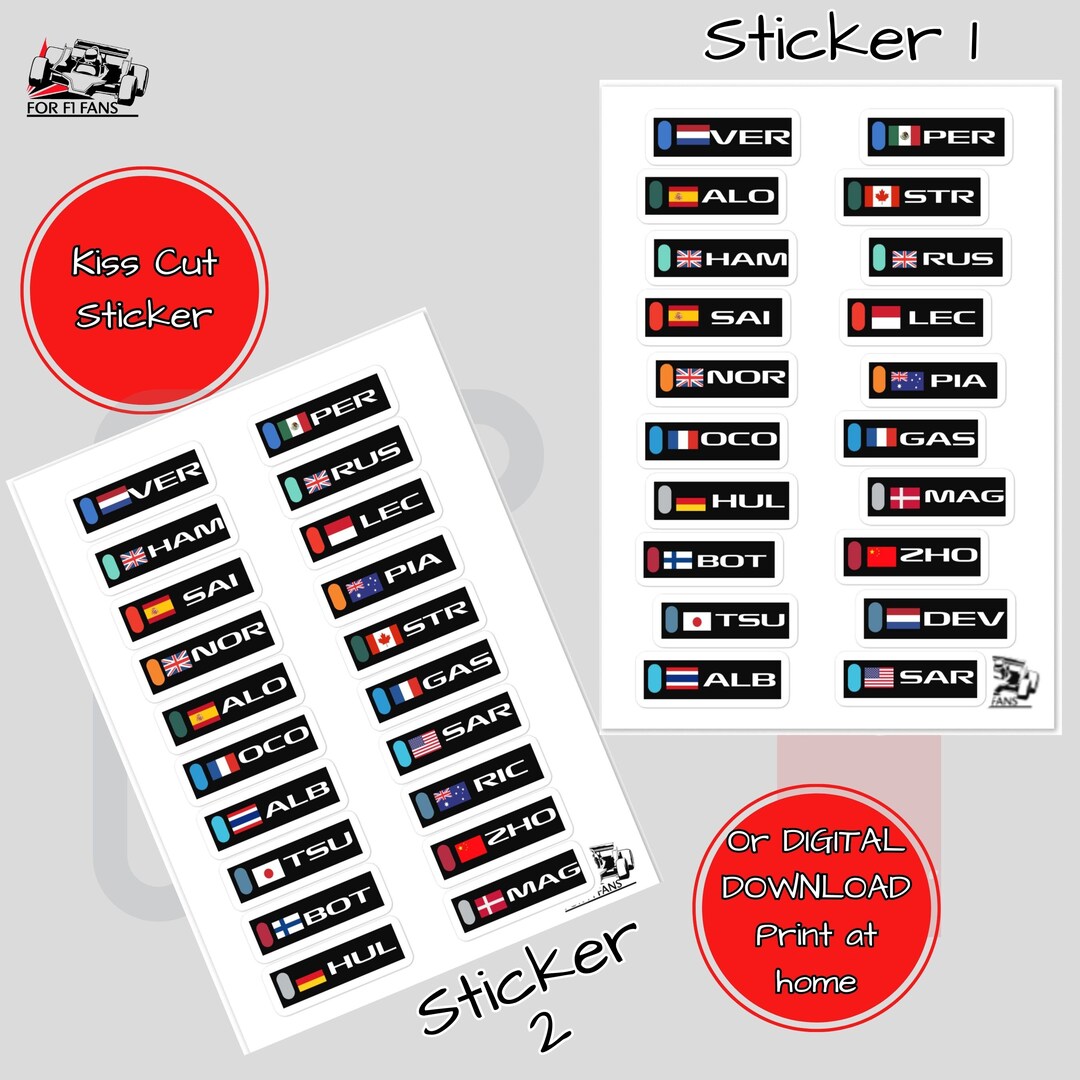 F1 Driver Stickers Formula 1 2023 Season F1 Stickers, F1 Gift, F1 ...