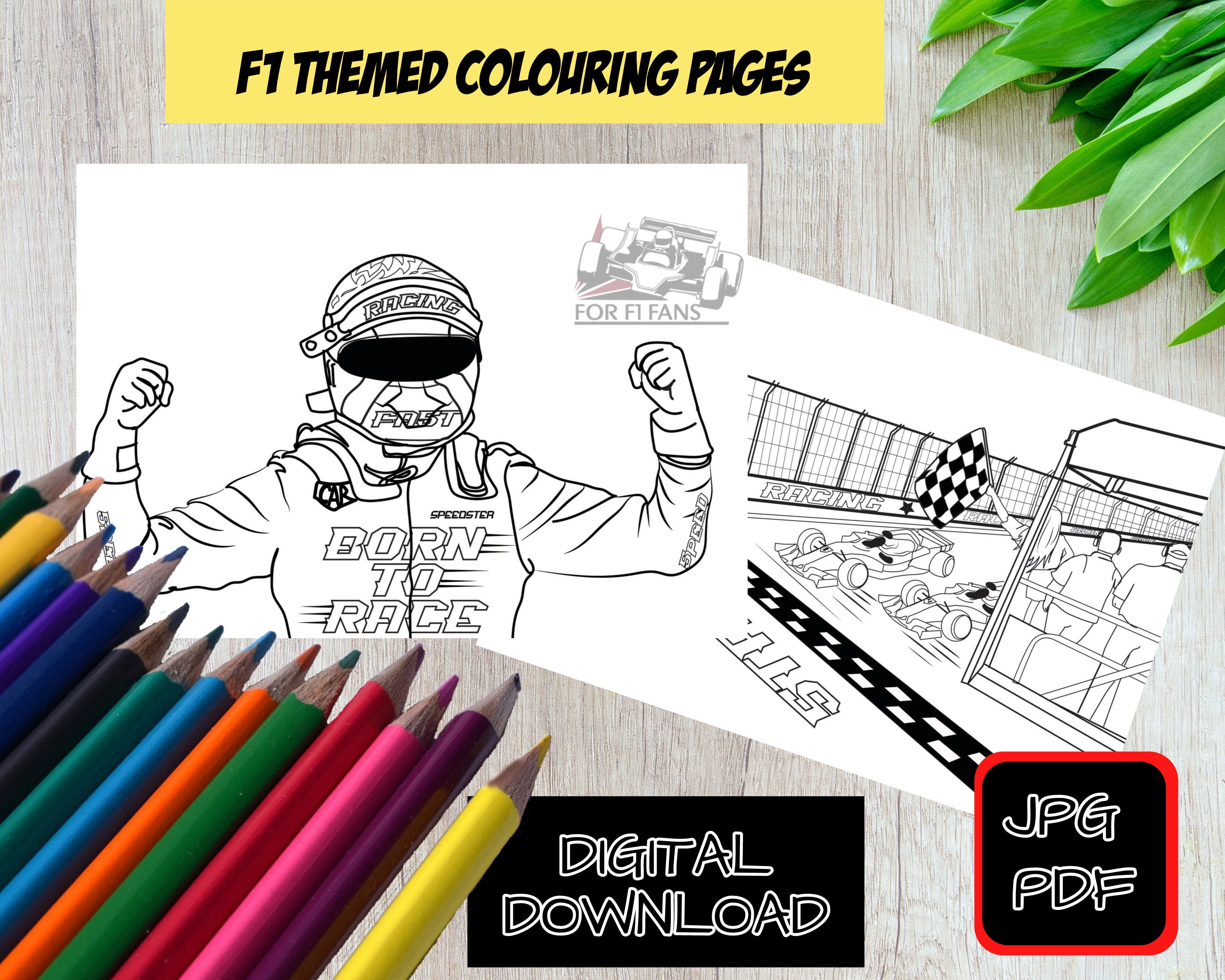 F1 Themed Colouring Pages Set of 5 F1 Printables Coloring Page Digital ...