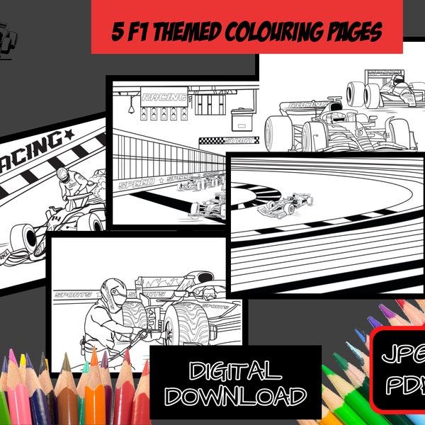 F1 Coloring Book - Etsy