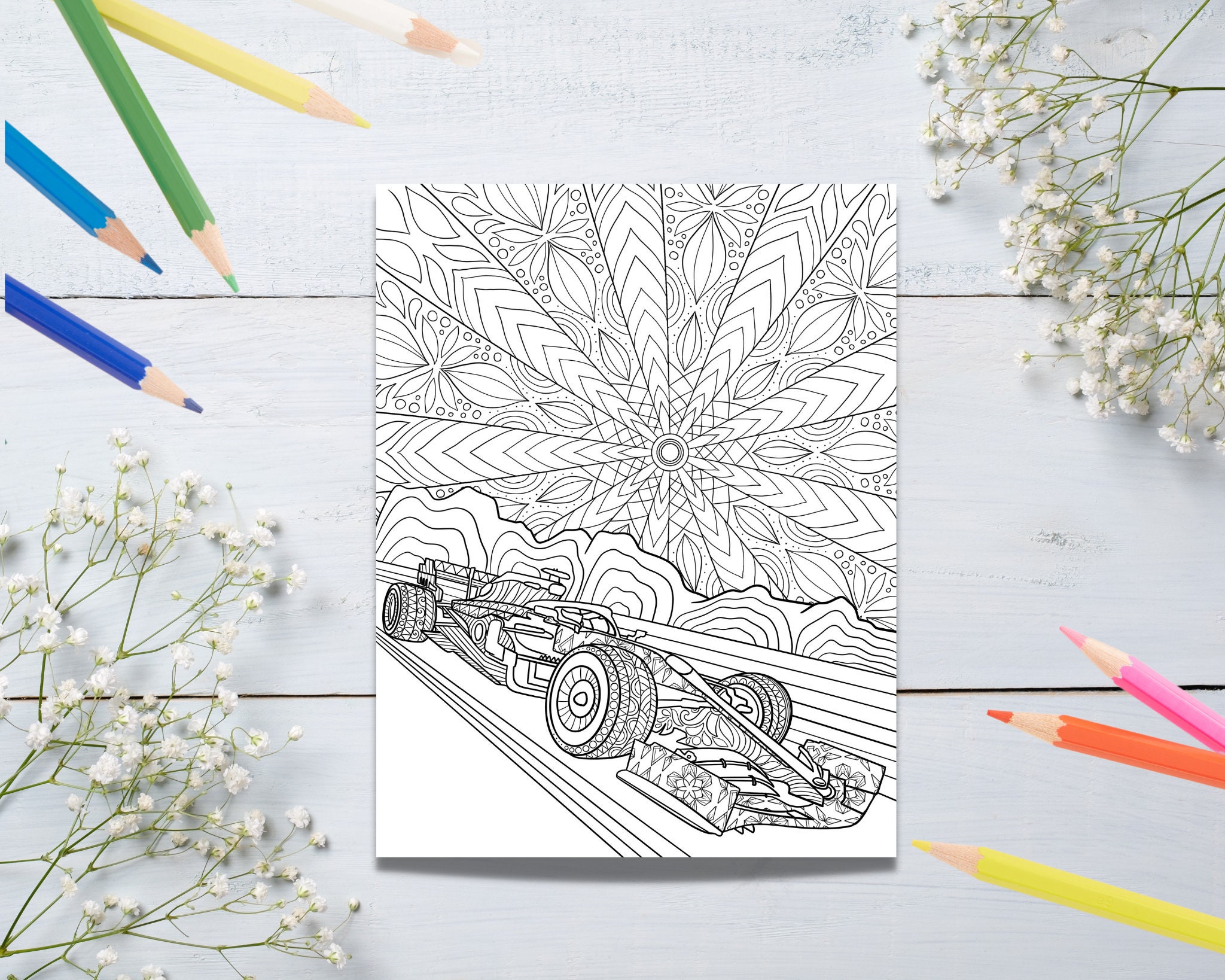 F1 Themed Colouring Pages Set of 5 F1 Printables Coloring Page Digital ...
