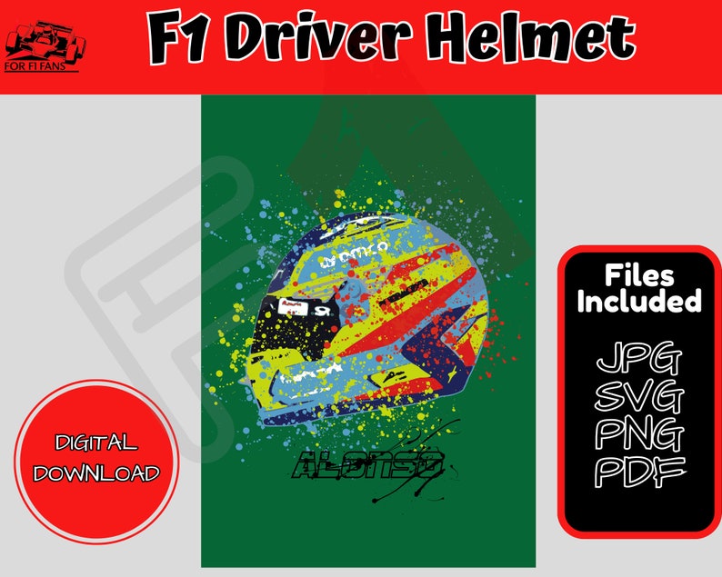F1 Driver Helmet Image | Digital Download | SVG PNG | Formula One ...