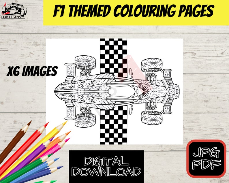 F1 Themed Colouring Pages Set of 5 F1 Printables Coloring Page Digital ...