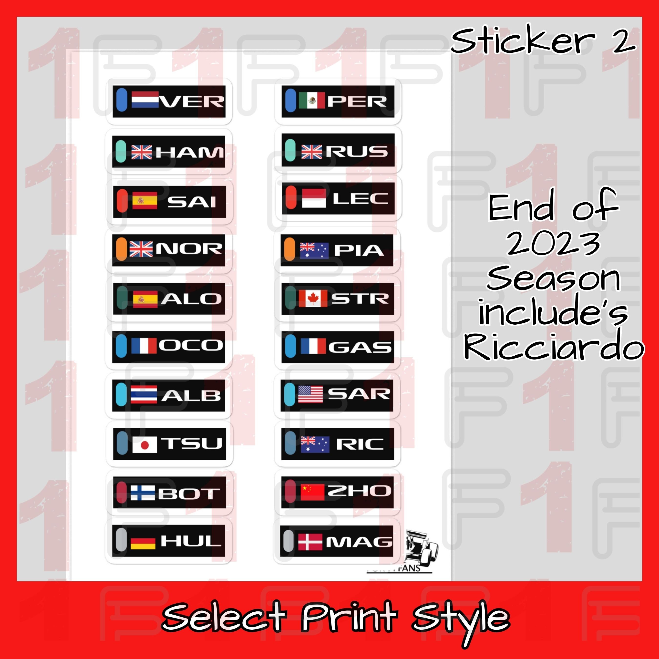 F1 Driver Stickers Formula 1 2023 Season F1 Stickers, F1 Gift, F1 ...