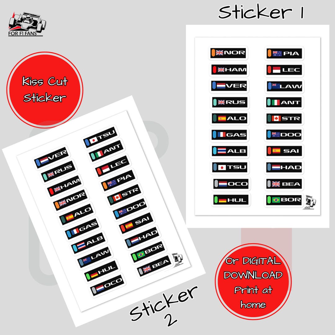 F1 Driver Stickers Formula 1 2025 Season F1 Stickers, F1 Gift, F1 ...