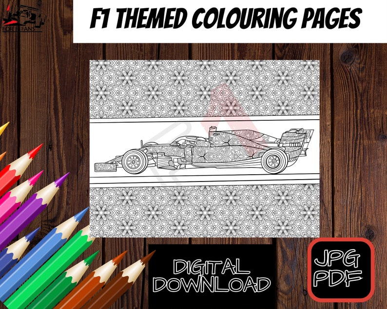 F1 Themed Colouring Pages Set of 5 F1 Printables Coloring Page Digital ...