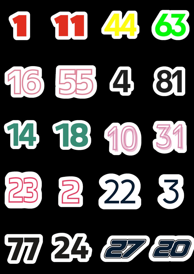 F1 Driver Number Stickers Formula 1 2023 Season F1 Stickers, F1 Gift ...