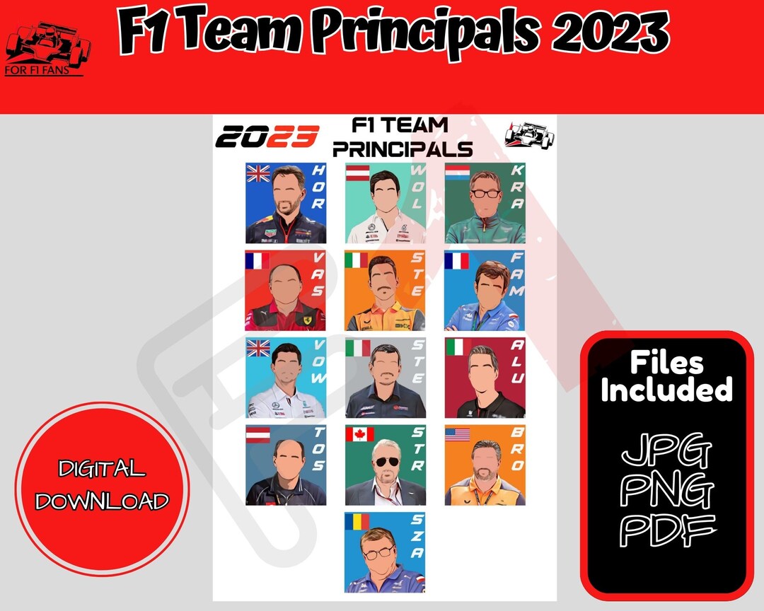 F1 Team Principals 2023 | Digital Download | PNG Jpg PDF | Formula One ...