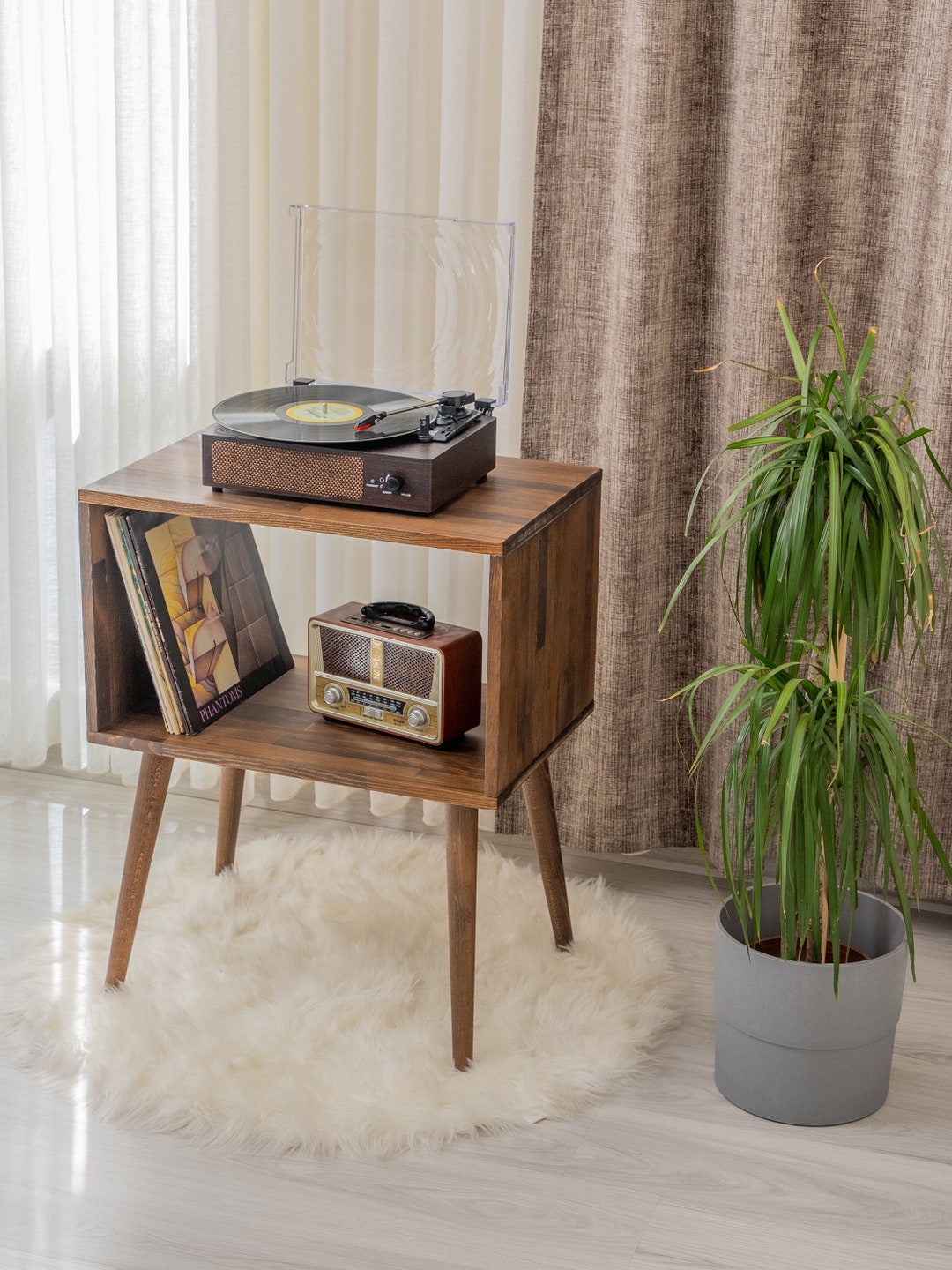 Record Player Stand Mcm Turntable Station Vinyl Storage - Etsy
