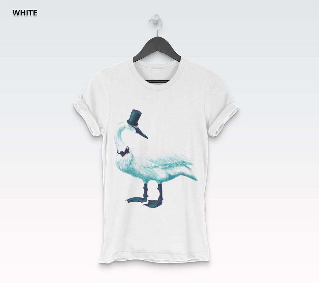 Funny Swan With Bowtie and Top Hat Graphic Tee Animal Bird Wildlife ...