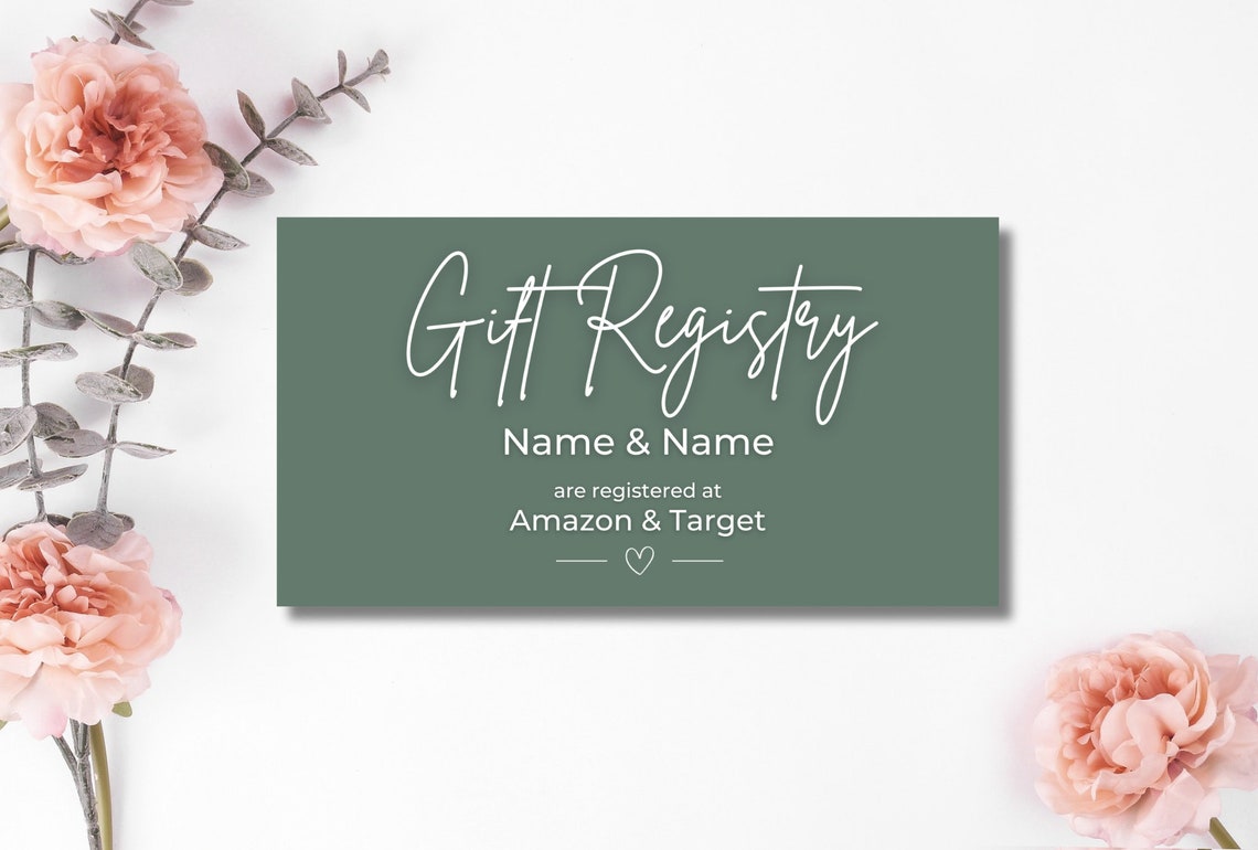 Green Registry Card Template | Wedding Registry | Bridal Shower ...