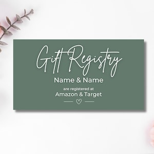 Green Registry Card Template | Wedding Registry | Bridal Shower ...