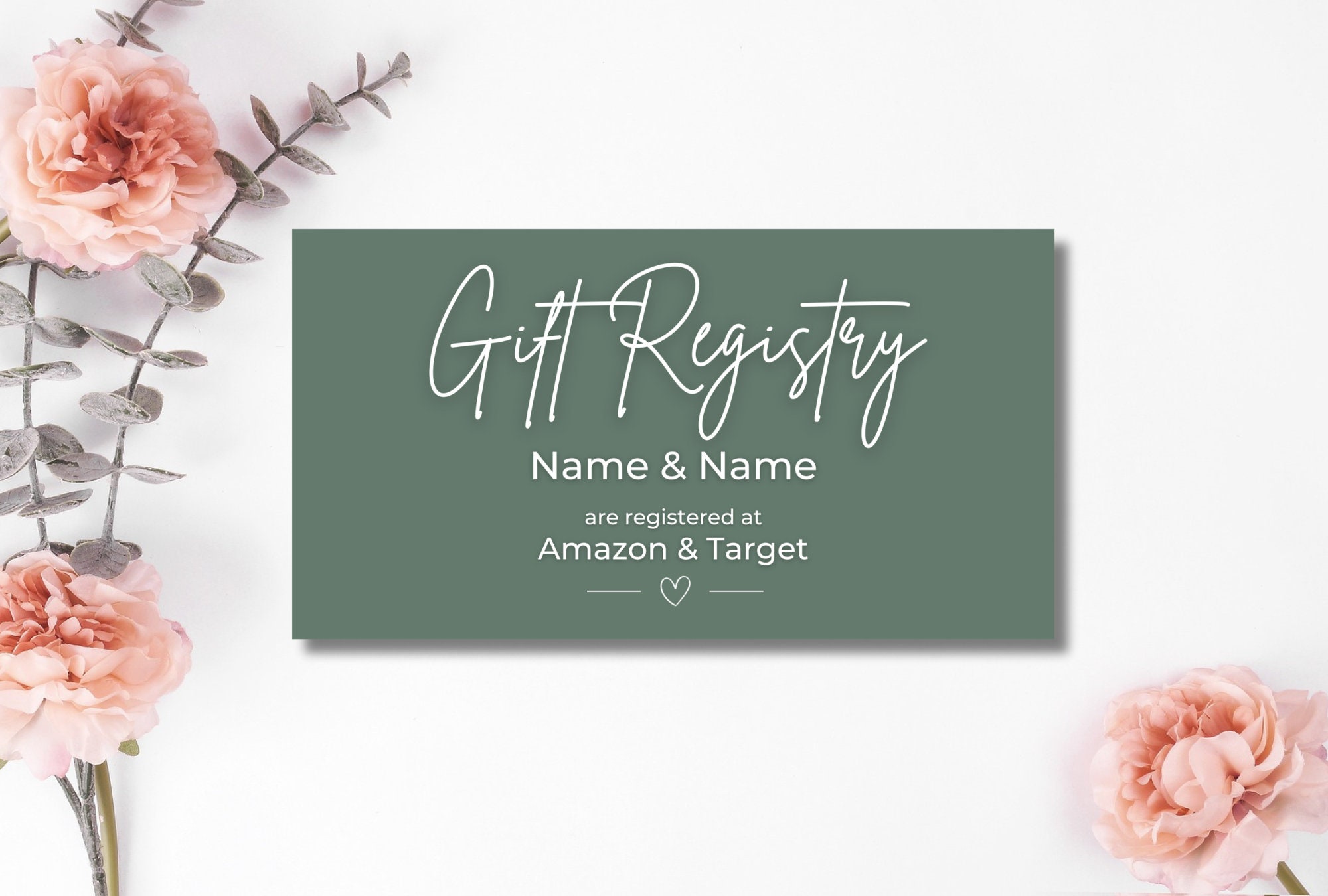 Green Registry Card Template | Wedding Registry | Bridal Shower ...